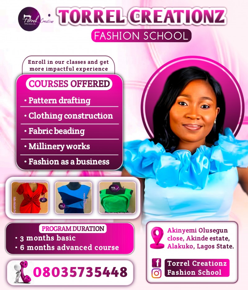 Torrel Creationz Fashion School on Selar