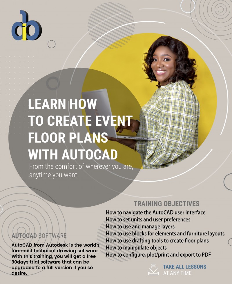 Buy CREATE EVENT FLOOR PLANS WITH AUTOCAD by Abiola Awolaja on Selar