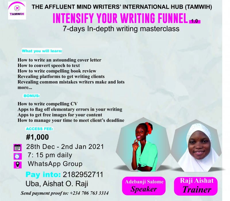 Buy INTENSIFY YOUR WRITING FUNNEL MASTERCLASS by Raji Aishat Okikiola ...