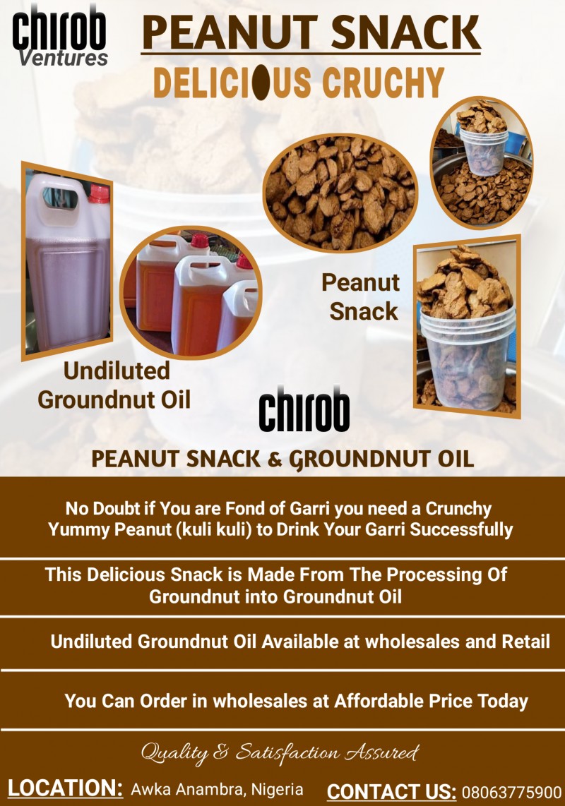 Buy PEANUT SNACK & GROUNDNUT OIL by Obioma Irene Chinazo on Selar