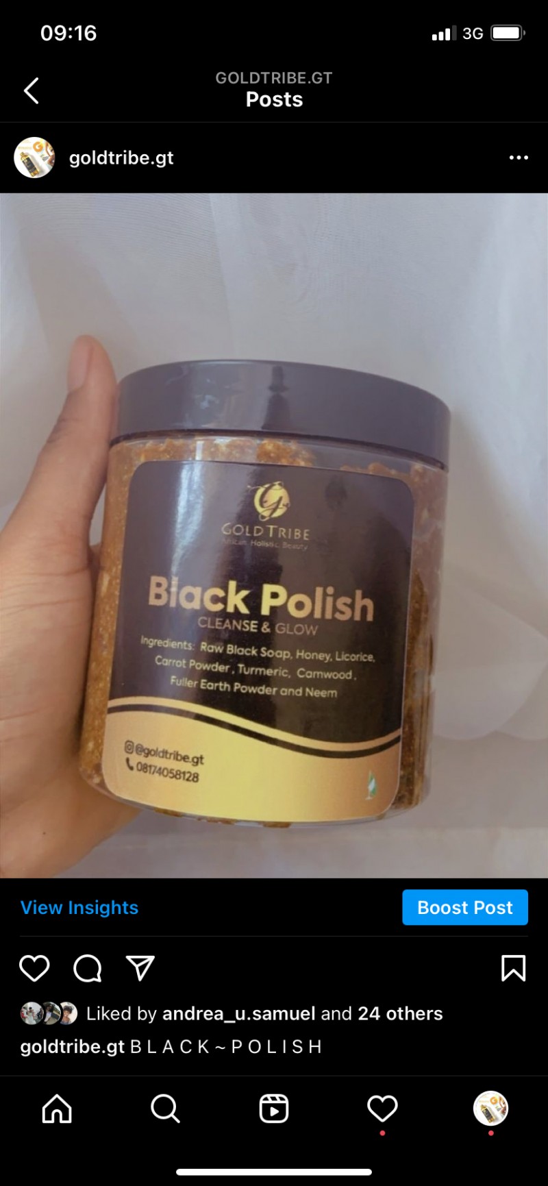 Buy Black soap Polish by Gold Tribe Skin on Selar