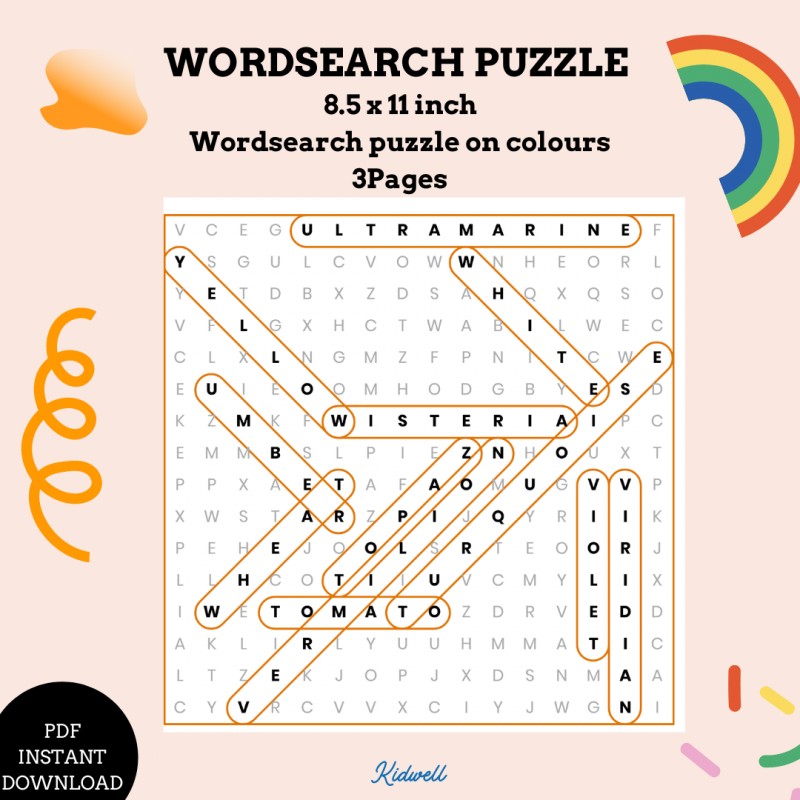 Get Wordsearch Puzzles Colour by Kidwell Printables on Selar