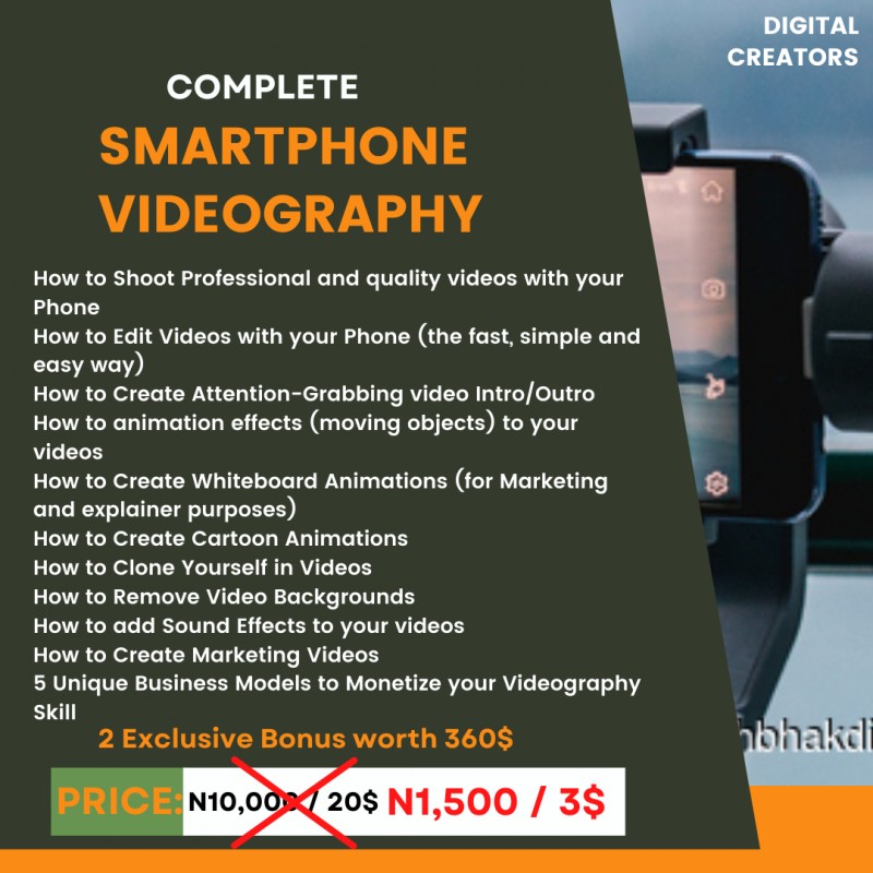Buy Smartphone Videography Course by Adeyemi Oluwatobi on Selar