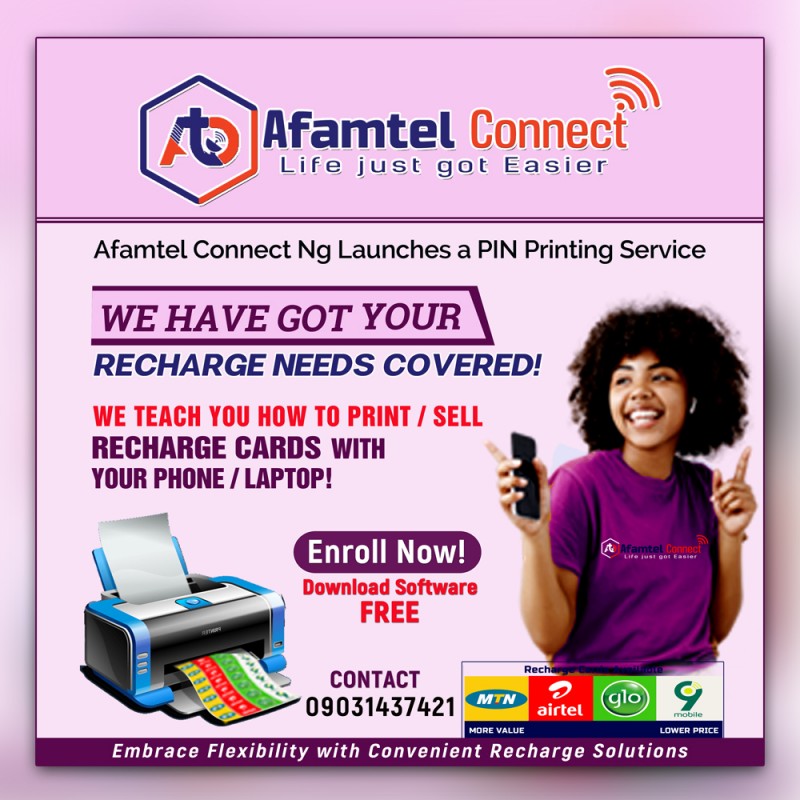 Buy START RECHARGE CARD PRINTING BUSINESS By Afamtel Connect Ng On Selar co