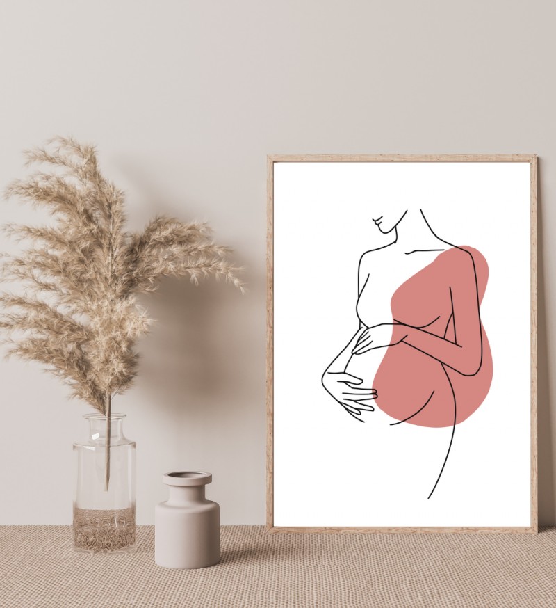 Buy Aesthetic pregnant woman line art downloadable print. by Afro deco ...