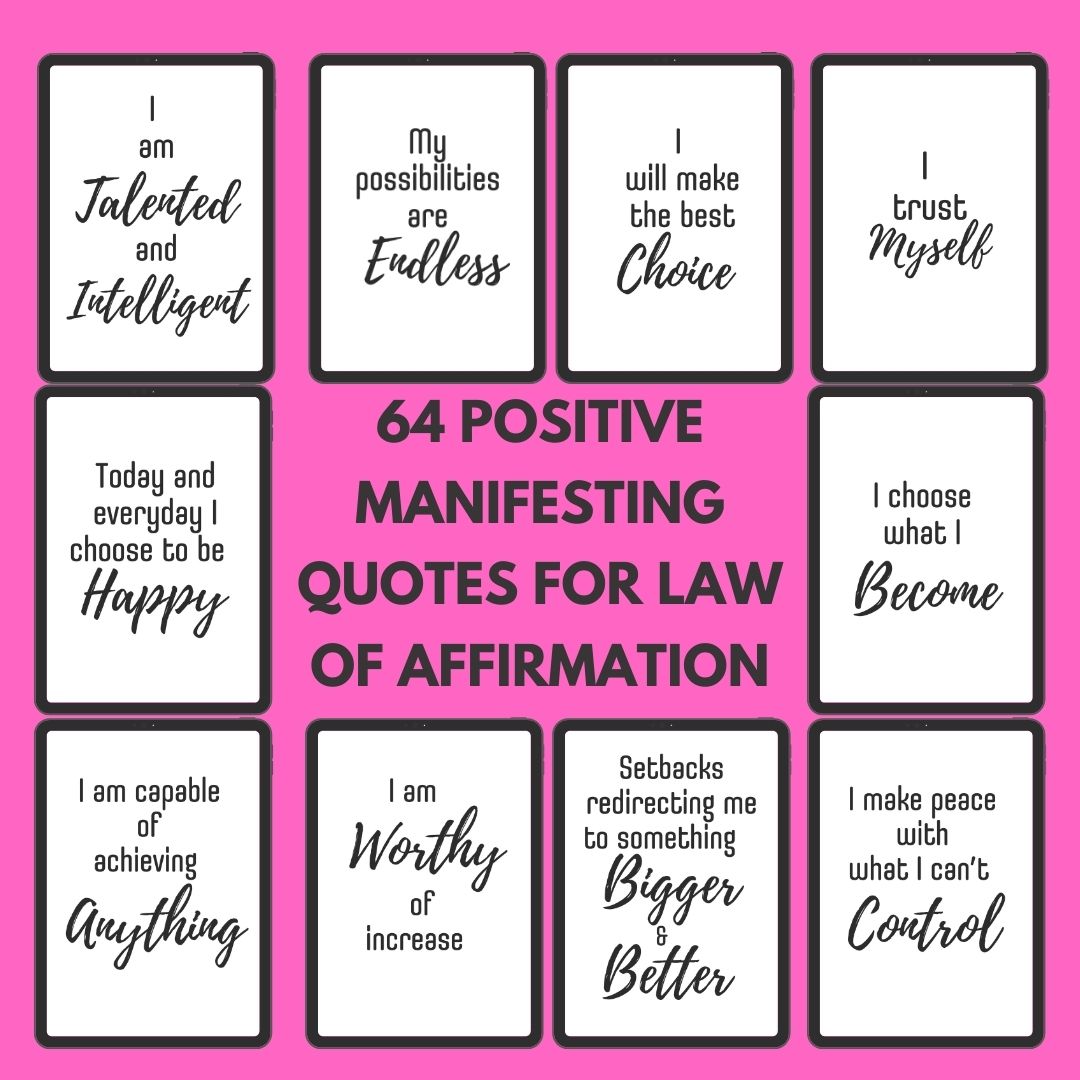 Buy Printable 64 Positive Manifestation Quotes for Law of Affirmation ...