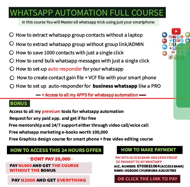 Buy WHATSAPP AUTOMATION MADE EASY WITH AUSTIN 2.0 by Ogbodo chukwuma Augustine on Selar
