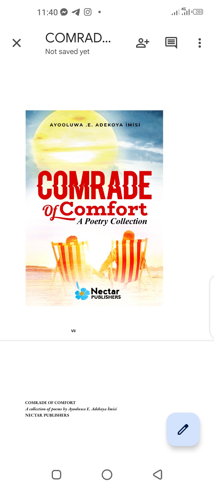 Buy COMRADE OF COMFORT POETRY COLLECTION BY AYOOLUWA E. ADEKOYA ÌMÍSÍ by Ayooluwa E. Adekoya on ...