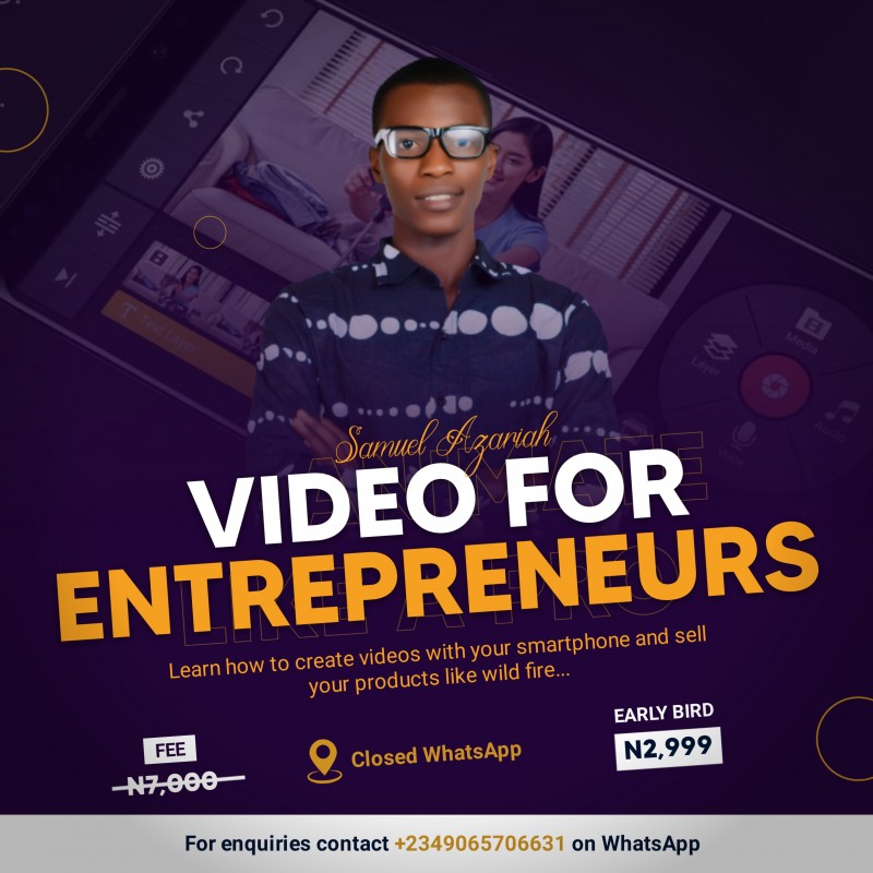 Buy VIDEO FOR ENTREPRENEURS by Samuel Azariah on Selar