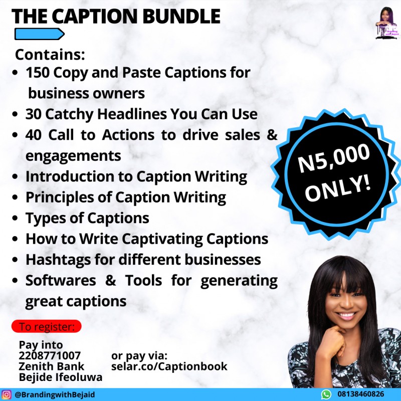 Buy CAPTION BUNDLE by Branding With Bejaid on Selar