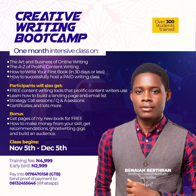 Buy The Creative Writing Bootcamp by Benaiah Berthran on Selar