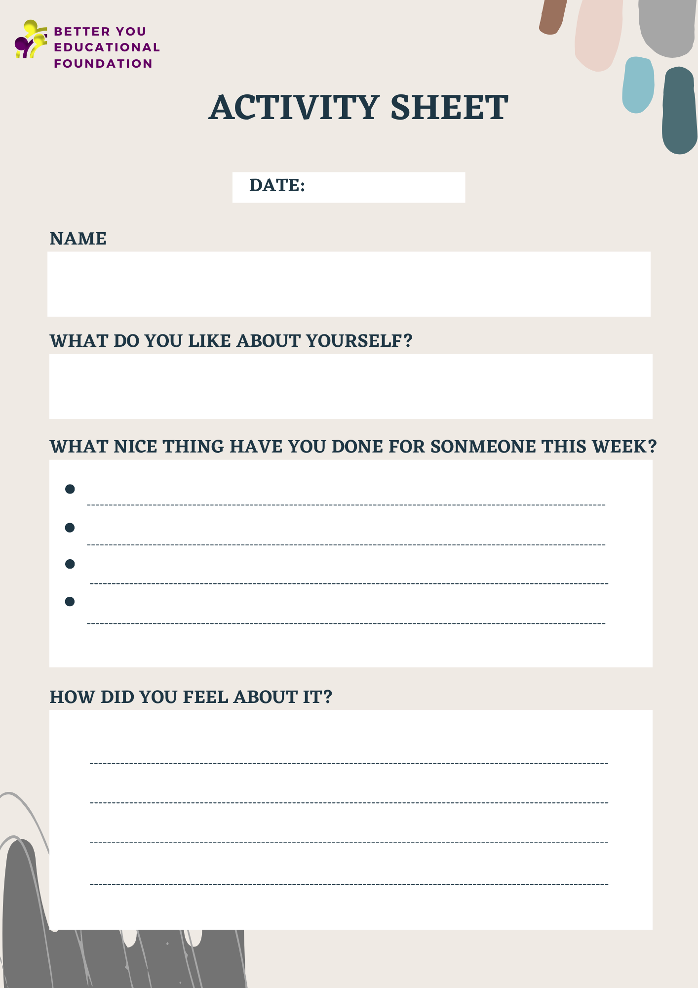 Get Class Activity Sheet by Better You Educational Foundation on Selar