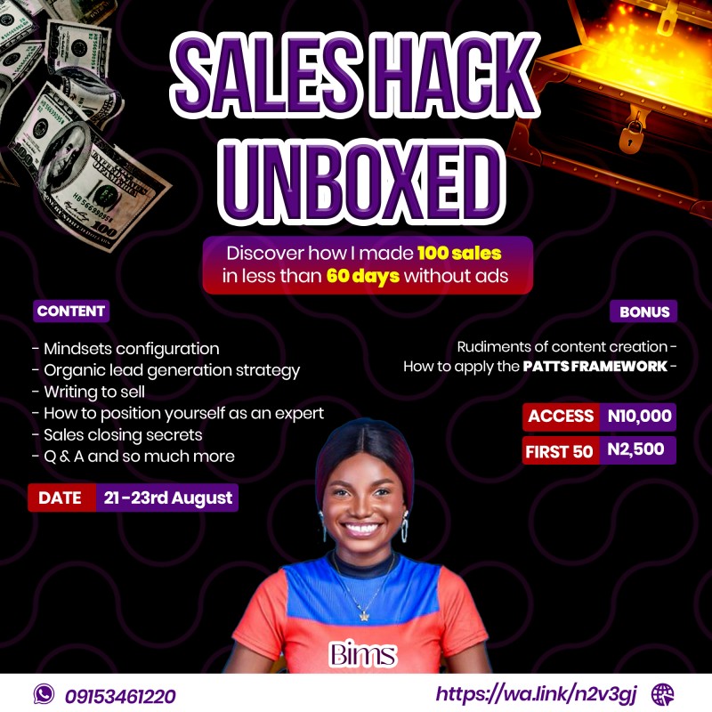 Buy Sales Hack Unboxed by Ilesanmi Praise on Selar