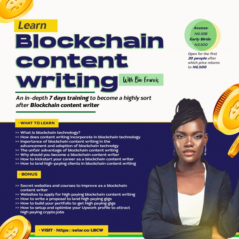 Buy Learn Blockchain Content Writing w/Bio Francis by Bio Francis on Selar