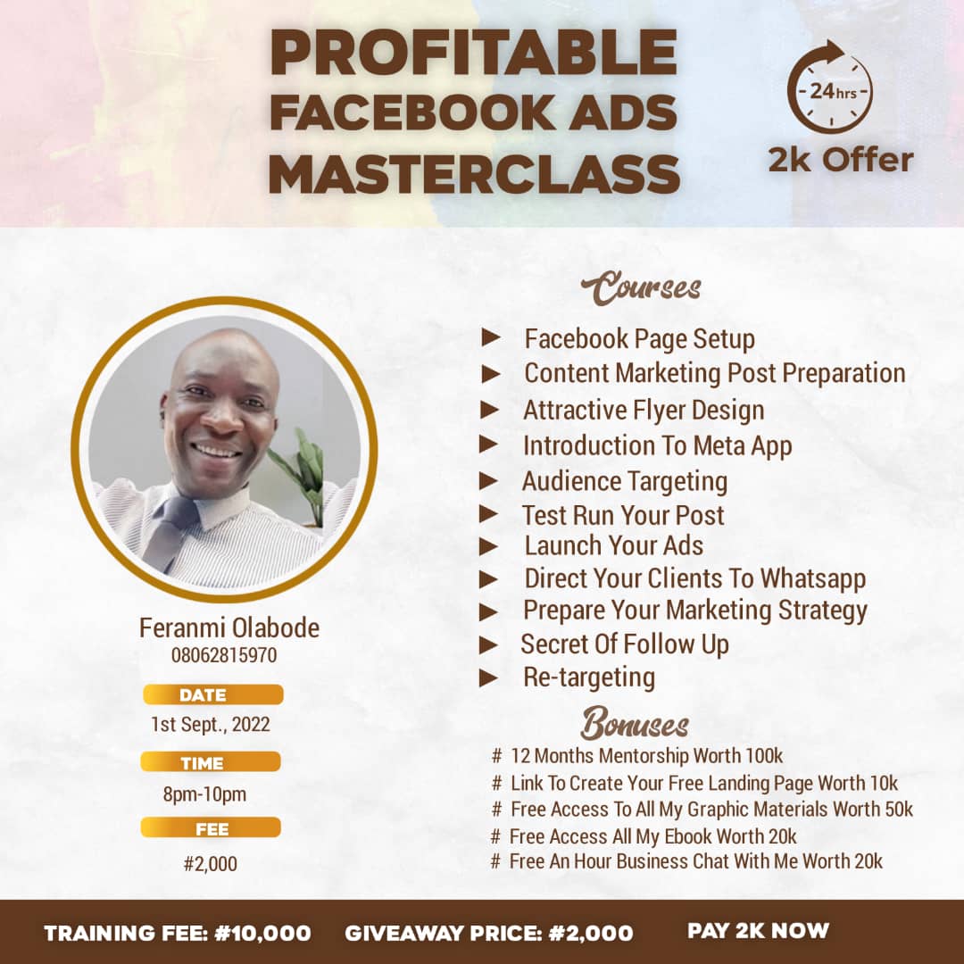 Buy PROFITABLE FACEBOOK ADS MASTERCLASS by Bodex Digitalz on Selar