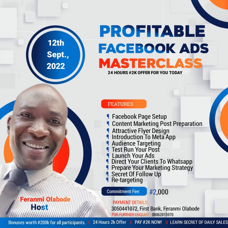 Buy PROFITABLE FACEBOOK ADS MASTERCLASS 2 by Bodex Digitalz on Selar