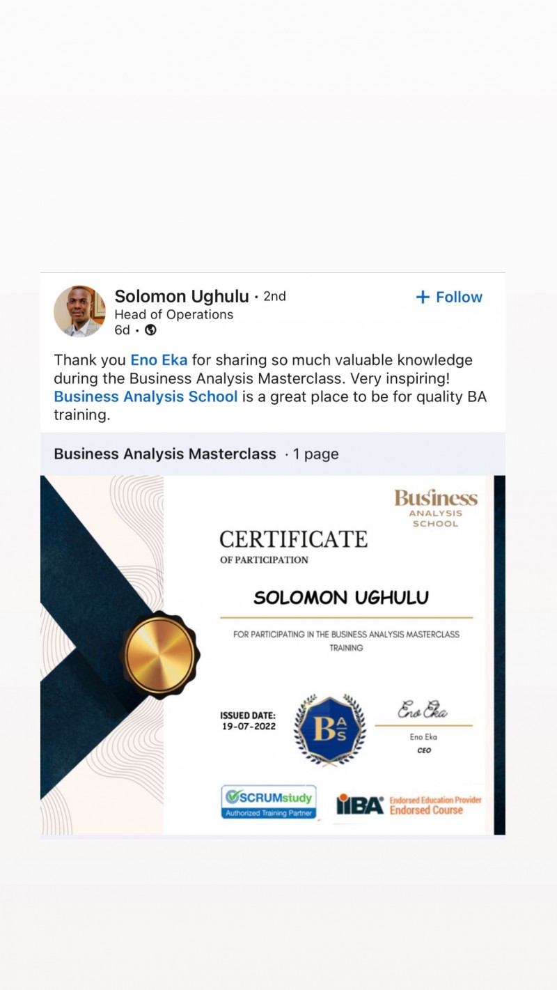 Buy Business Analysis Masterclass by Business Analysis School on Selar