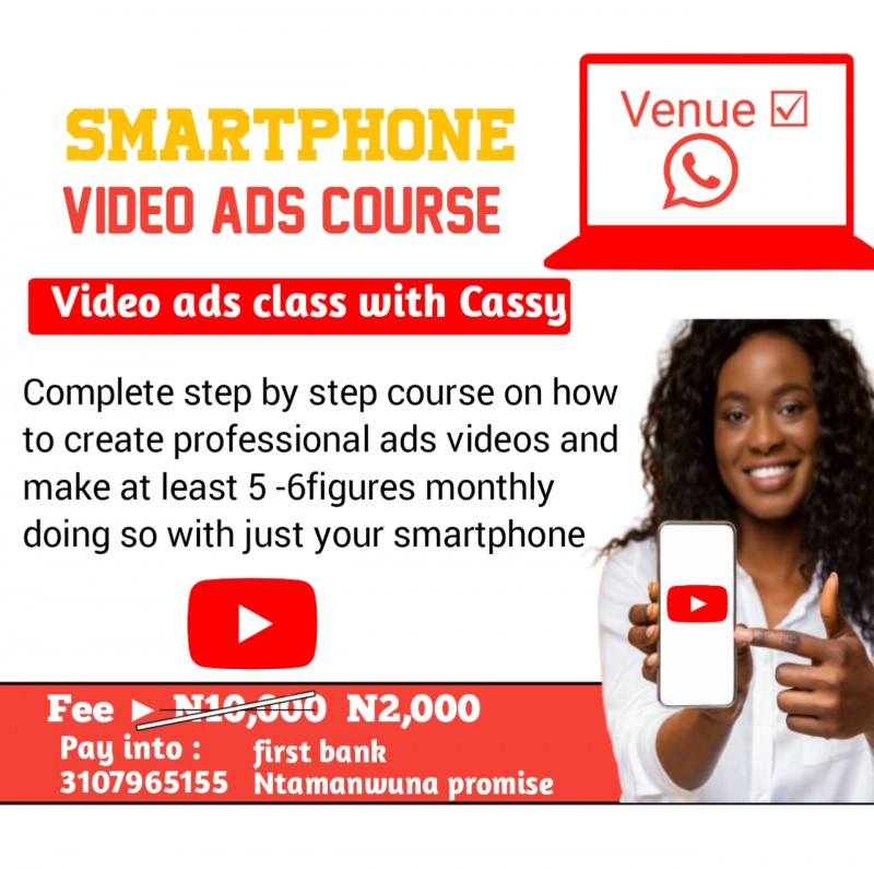 Buy SMARTPHONE VIDEO ADS COURSE by Casmir promise on Selar