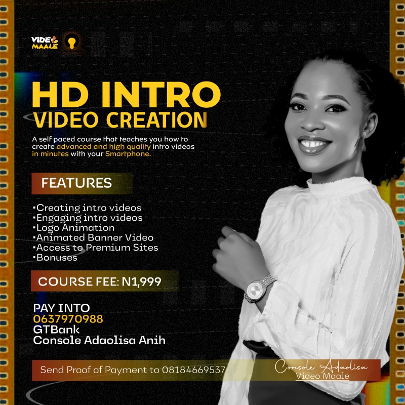 Buy HD INTRO VIDEO CREATION (BLACK FRIDAY OFFER) by Console Adaolisa on Selar