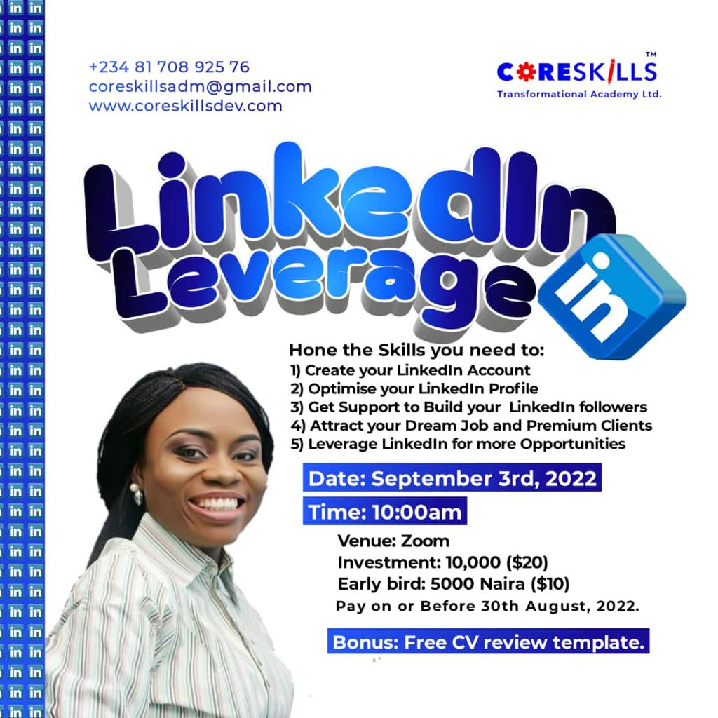 Buy Linkedin Leverage Course by Coreskills Transformational Academy on Selar