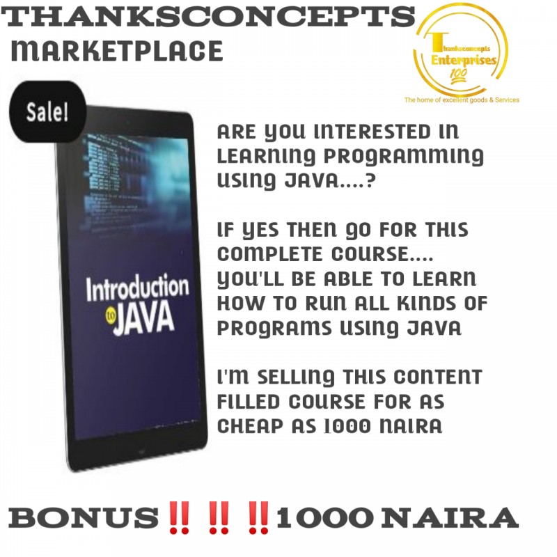 Buy PROGRAMMING USING JAVA by Thankgod Oghenetejiri David on Selar