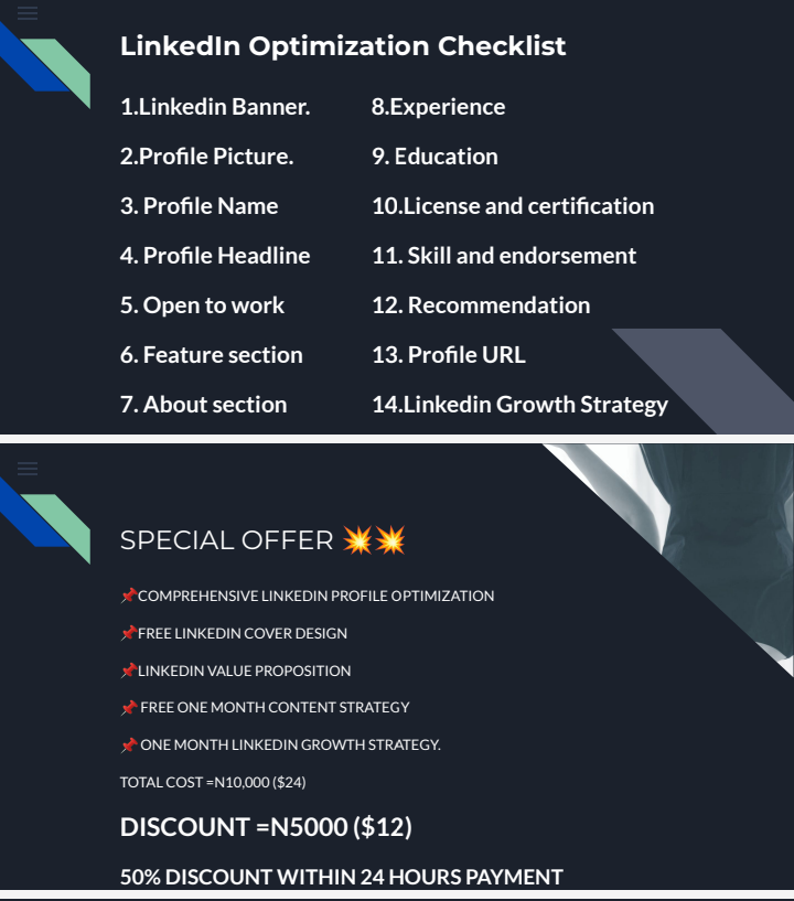 Buy LINKEDIN PROFILE OPTIMIZATION + CV WRITING by Edidiong Sunday Udoh ...