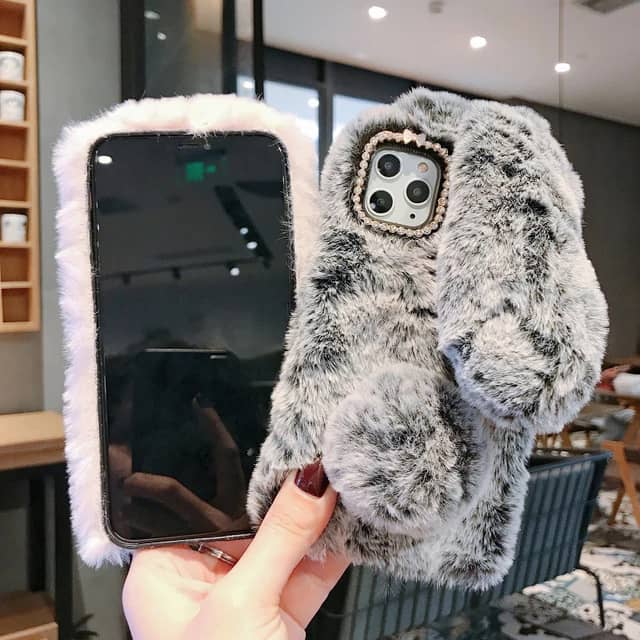 Buy Warm Rabbit Fluffy Fur Phone Case For IPhone 13 Pro Max 12 11 Pro ...