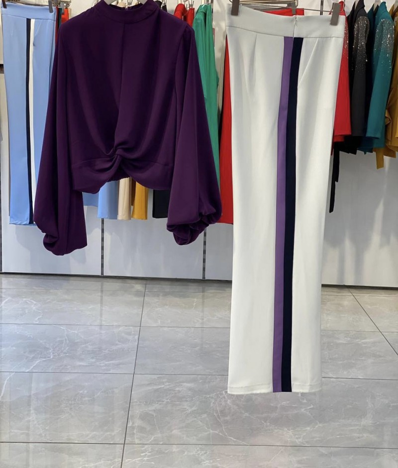 Buy White parazo pant with stripes by Udechukwu ijeoma on Selar