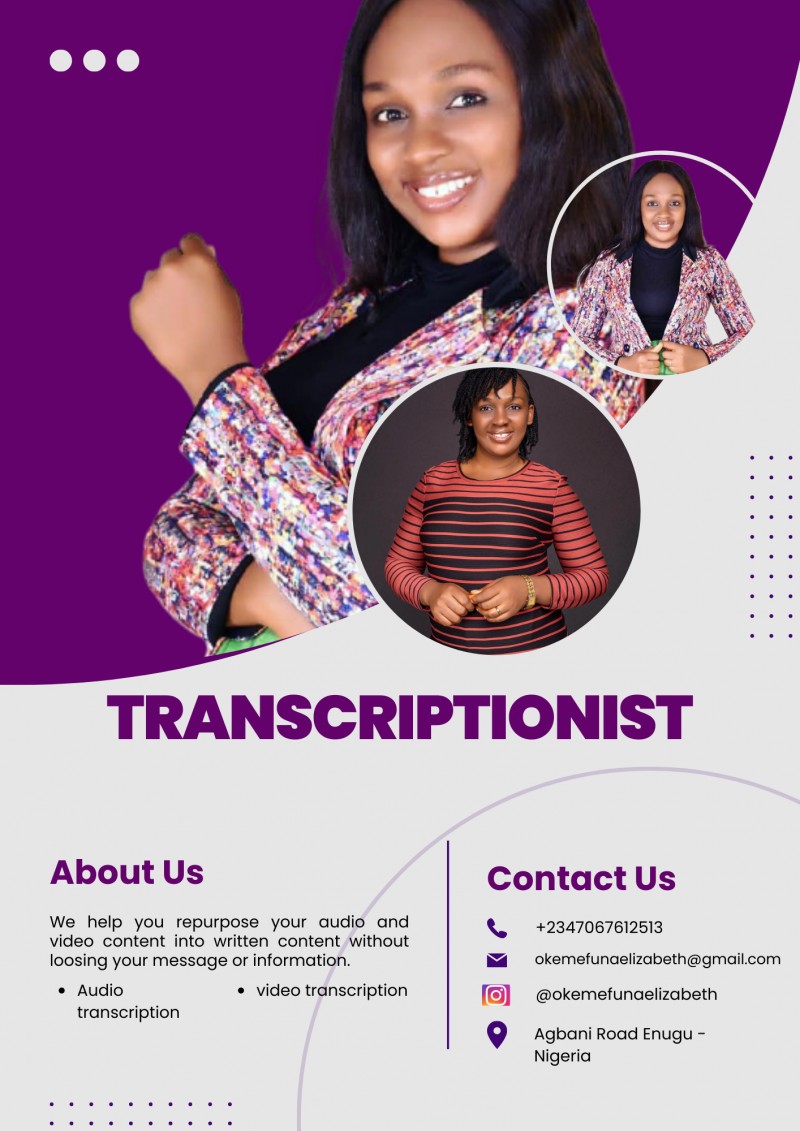Buy Transcription Service by Elizabeth Okemefuna on Selar