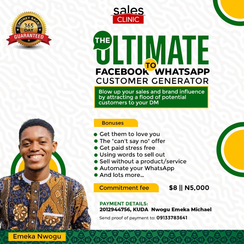Buy The Ultimate Facebook to WhatsApp Customer Generator by Emeka Nwogu ...