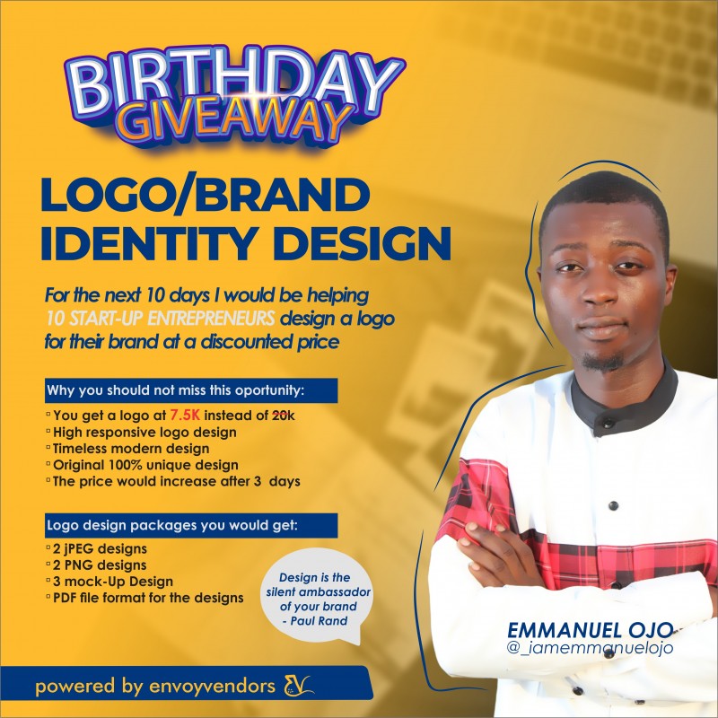 Buy Promo: Logo Design For Startups by Ojo Emmanuel on Selar