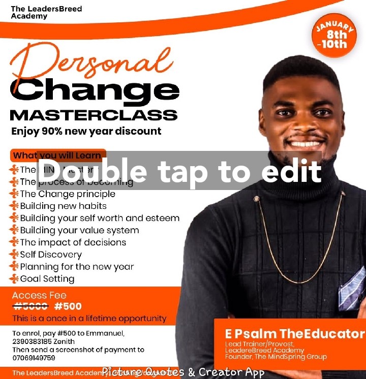 Buy Personal Change Masterclass by Nwajideobi Emmanuel on Selar