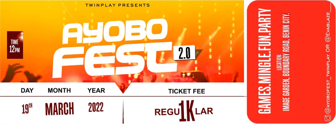 Buy Ayobo Fest 2.0 Regular Tickets by Emeka Ozouwa on Selar