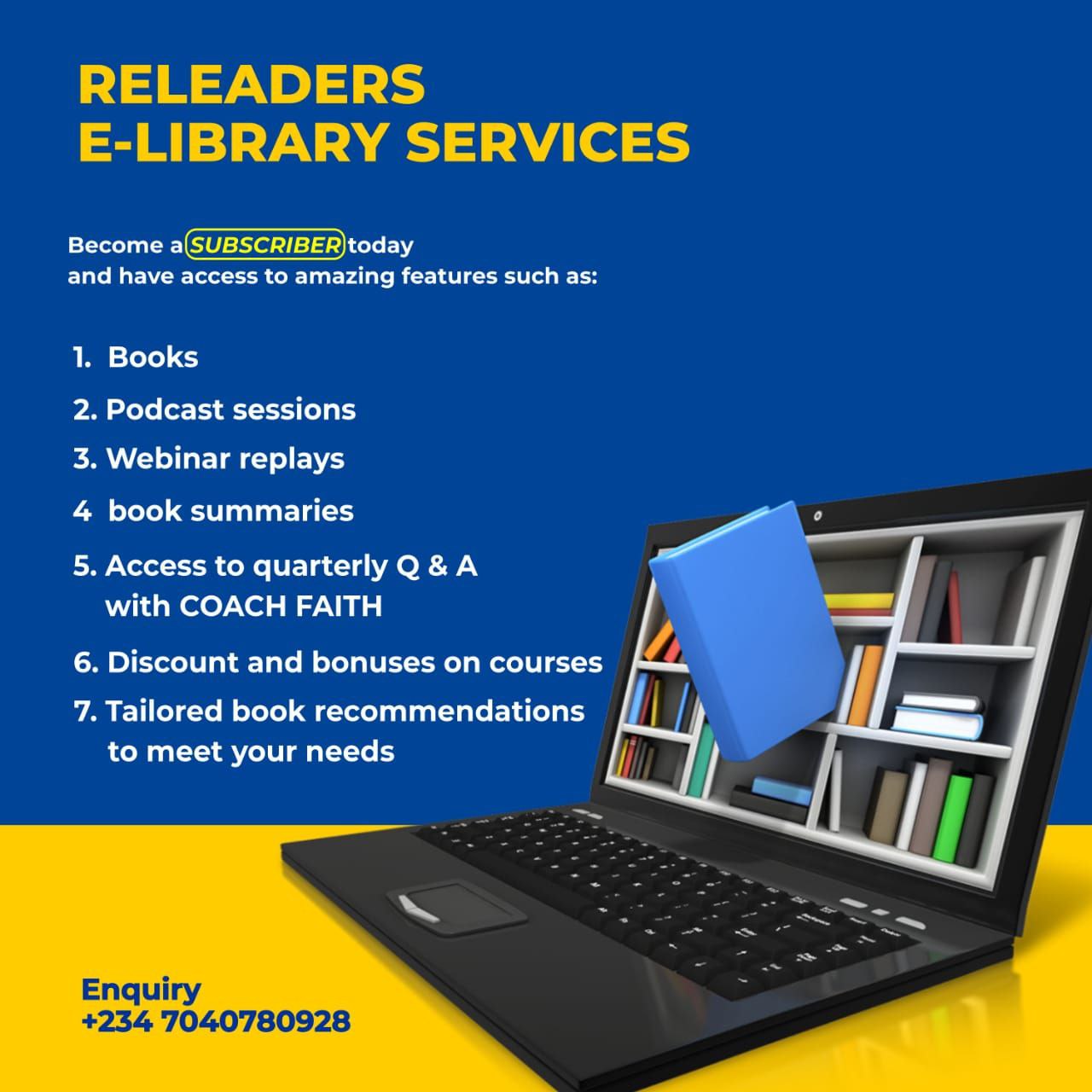 Subscribe RELEADERS E-LIBRARY SERVICES by Faith Michael on Selar