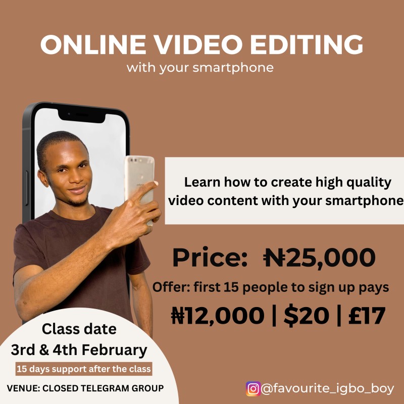 Buy Online Video Editing Class by Uchenna Nnabugwu on Selar