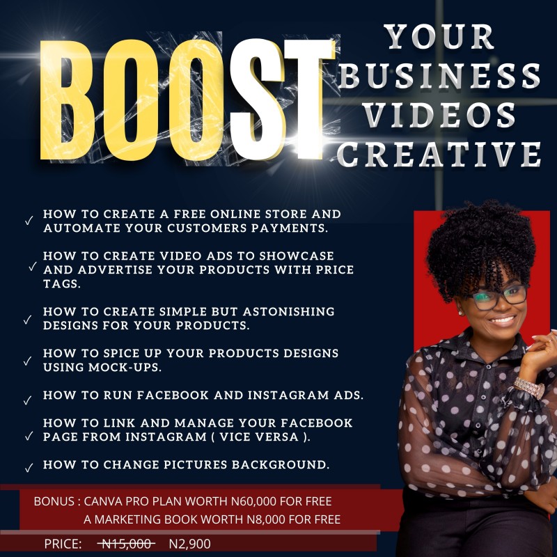 Buy 𝐁𝐎𝐎𝐒𝐓 𝐘𝐎𝐔𝐑 𝐁𝐔𝐒𝐈𝐍𝐄𝐒𝐒 𝐕𝐈𝐃𝐄𝐎 𝐌𝐀𝐑𝐊𝐄𝐓𝐈𝐍𝐆 𝐂𝐎𝐔𝐑𝐒𝐄 WITH YOUR SMARTPHONE by Freelance Table on Selar