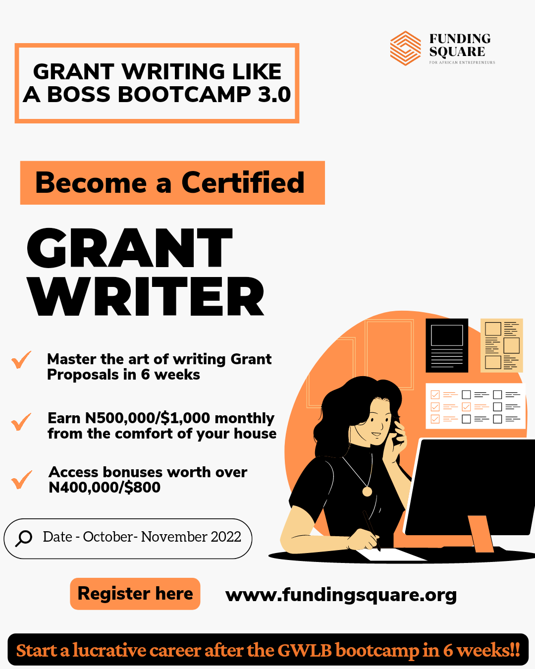 Subscribe Grant Writing Like a Boss Bootcamp by Funancial Club on Selar