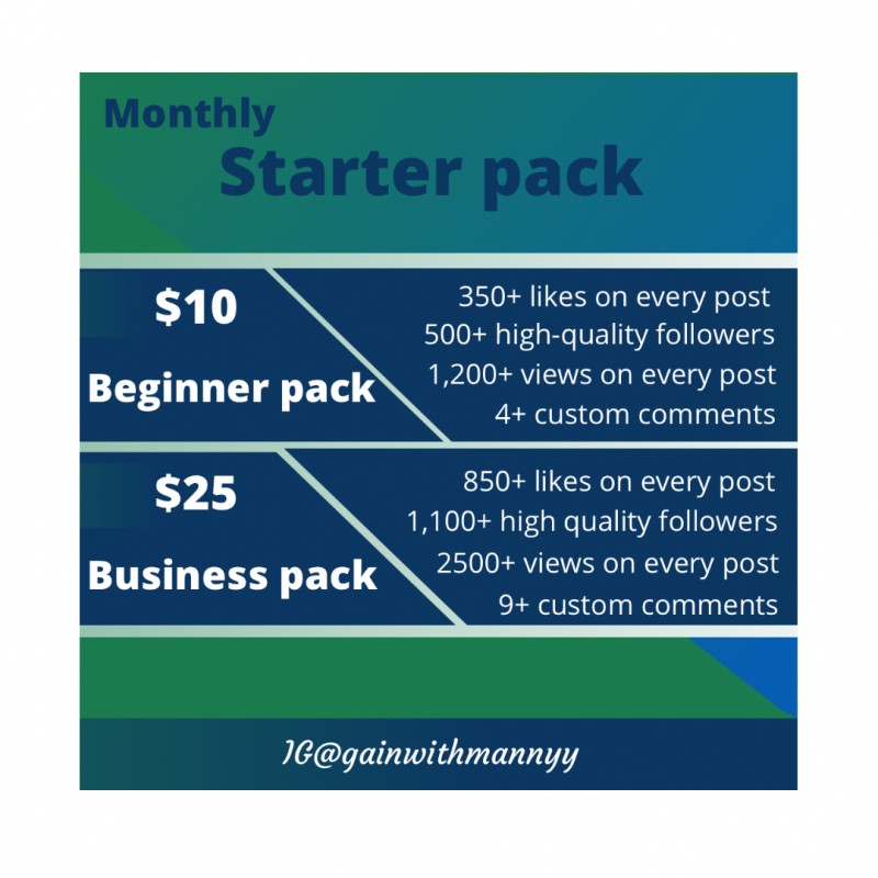 Subscribe Instagram Starter Pack Monthly Subscription by Gainwith manny ...
