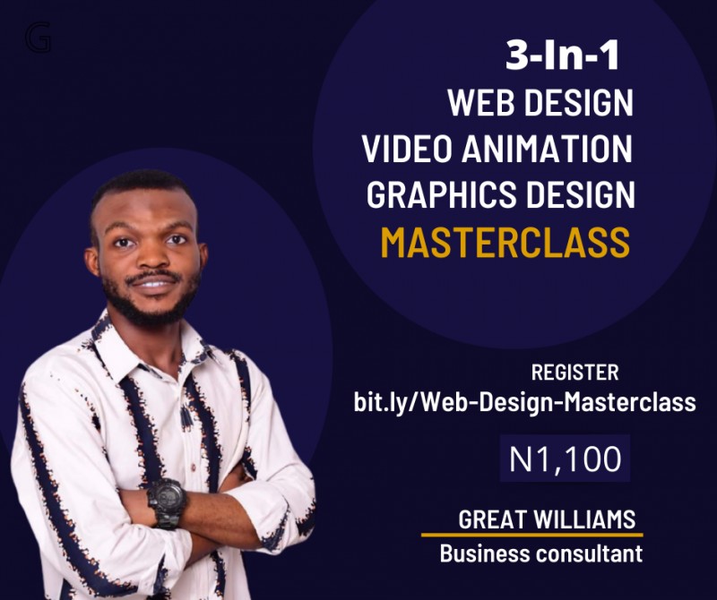 Buy 3-In-1 WEB DESIGN, VIDEO ANIMATION & GRAPHICS DESIGN MASTERCLASS by Great Williams on Selar