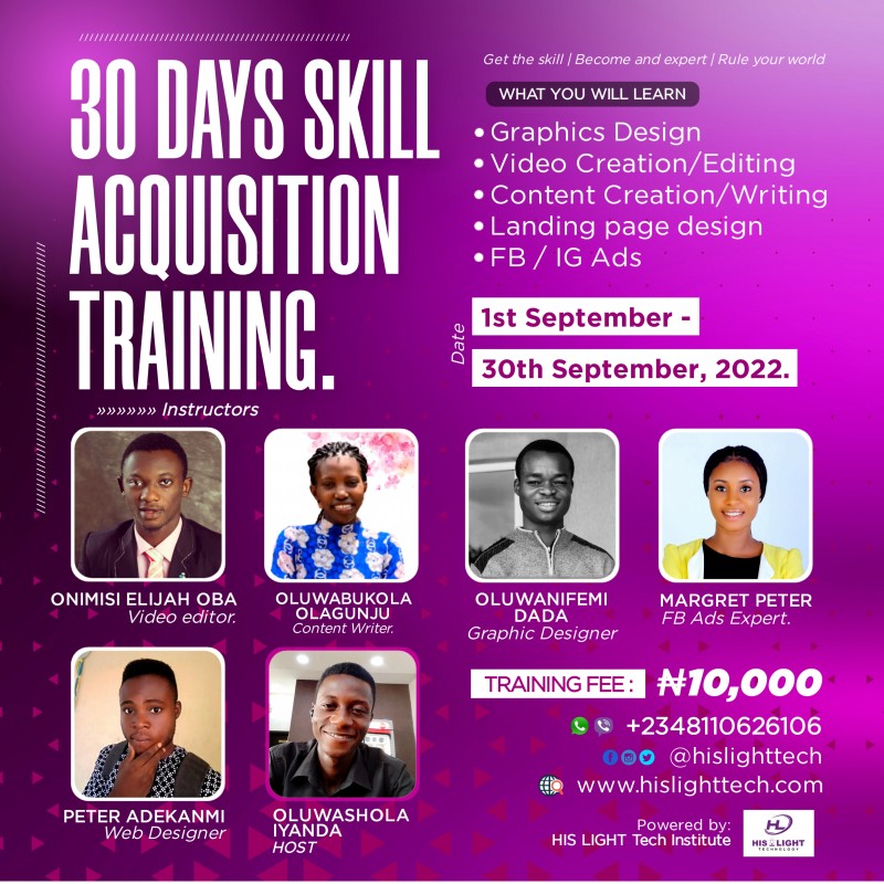 Buy 30 Days Skill Acquisition Training by Oluwashola Iyanda on Selar