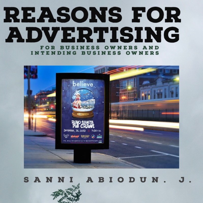 Buy Reasons for advertising by SANNI ABIODUN JOSHUA on Selar