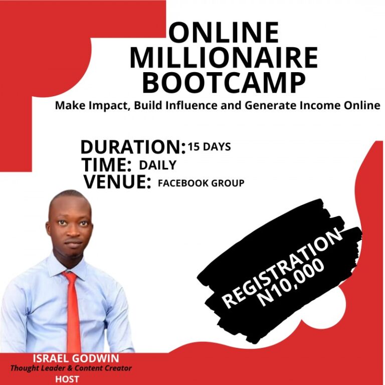 Buy Online Millionaire Bootcamp by Israel Godwin on Selar