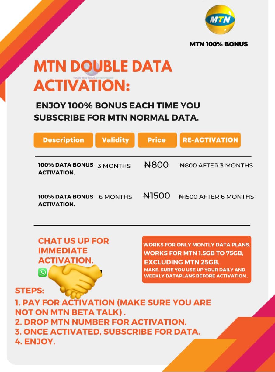 Get Double data Activation by Adedokun Ibrahim on Selar