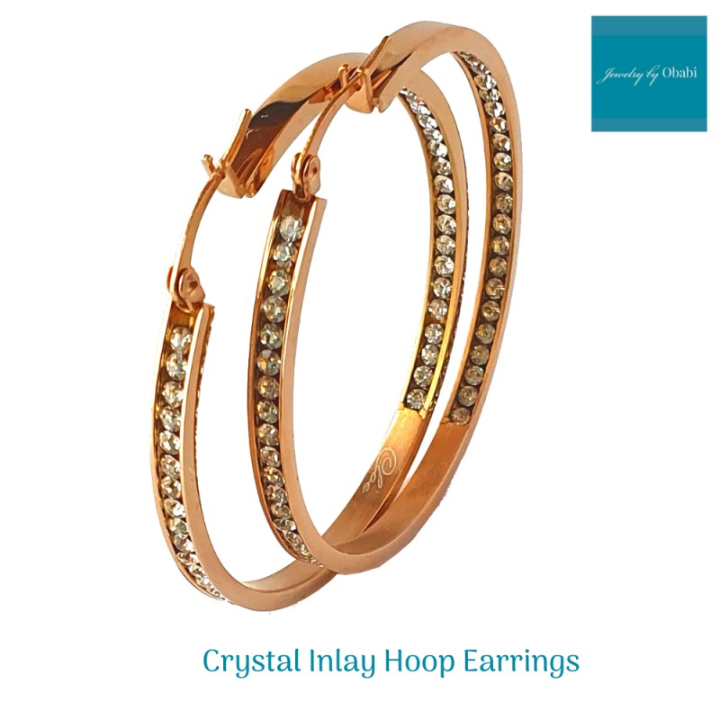 Buy Crystal Inlay Hoop Earrings by Jewelry by Obabi on Selar