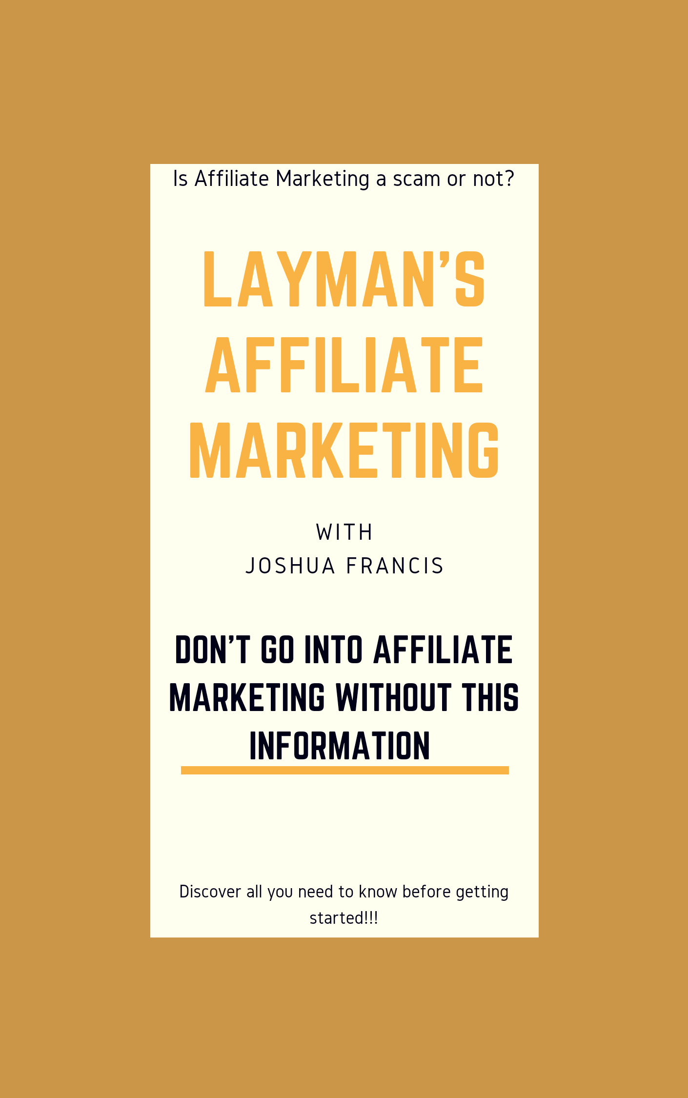 Get LAYMAN'S AFFILIATE MARKETING with Joshua Francis by Joshua Francis ...