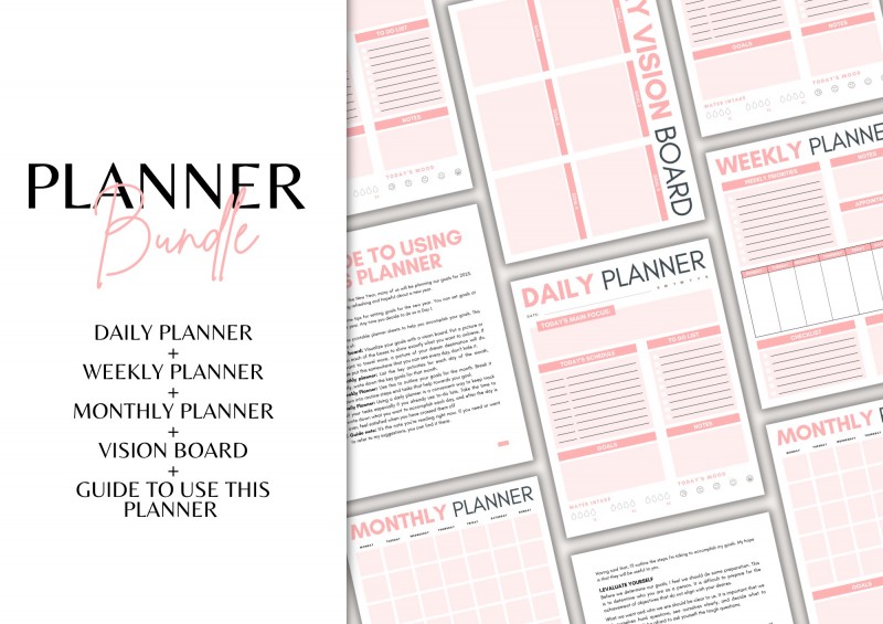 Buy Printable planner, planner bundle, daily, weekly, monthly planner ...