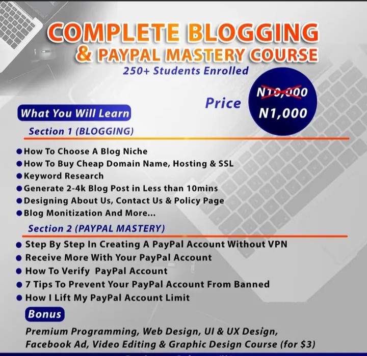 Buy THE COMPLETE BLOGGING AND PAYPAL MASTERY COURSE by Mkpoikakke Marcus Akpan on Selar