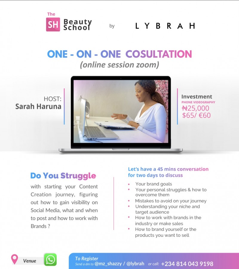 Buy BOOK ONE-ON-ONE CONSULTATION + Free Ebook by LYBRAH on Selar