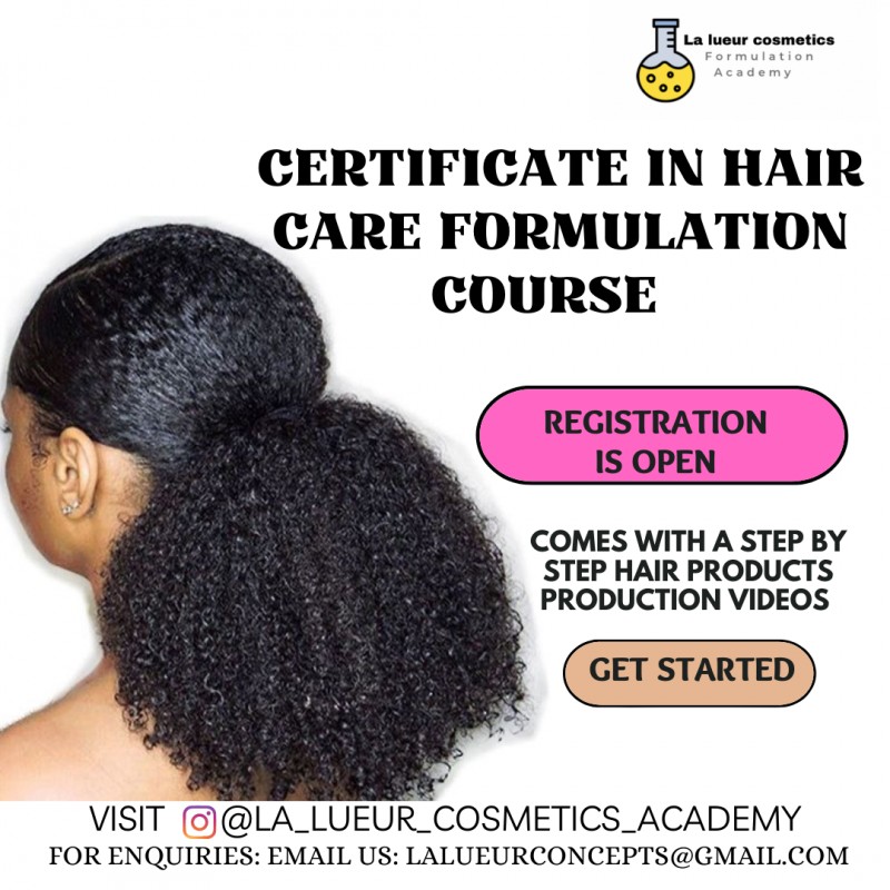 Buy CERTIFICATE IN HAIR CARE FORMULATION COURSE by La lueur cosmetic ...