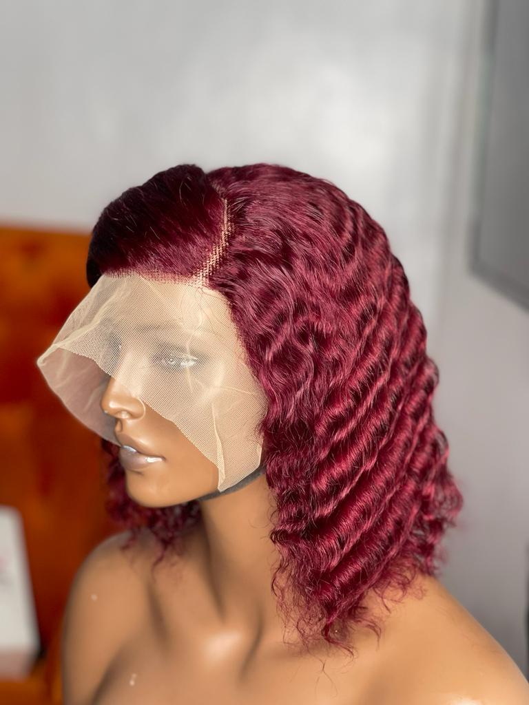 Buy Deepwave Burgundy Frontal Wig by Merit's Hair Closet on Selar